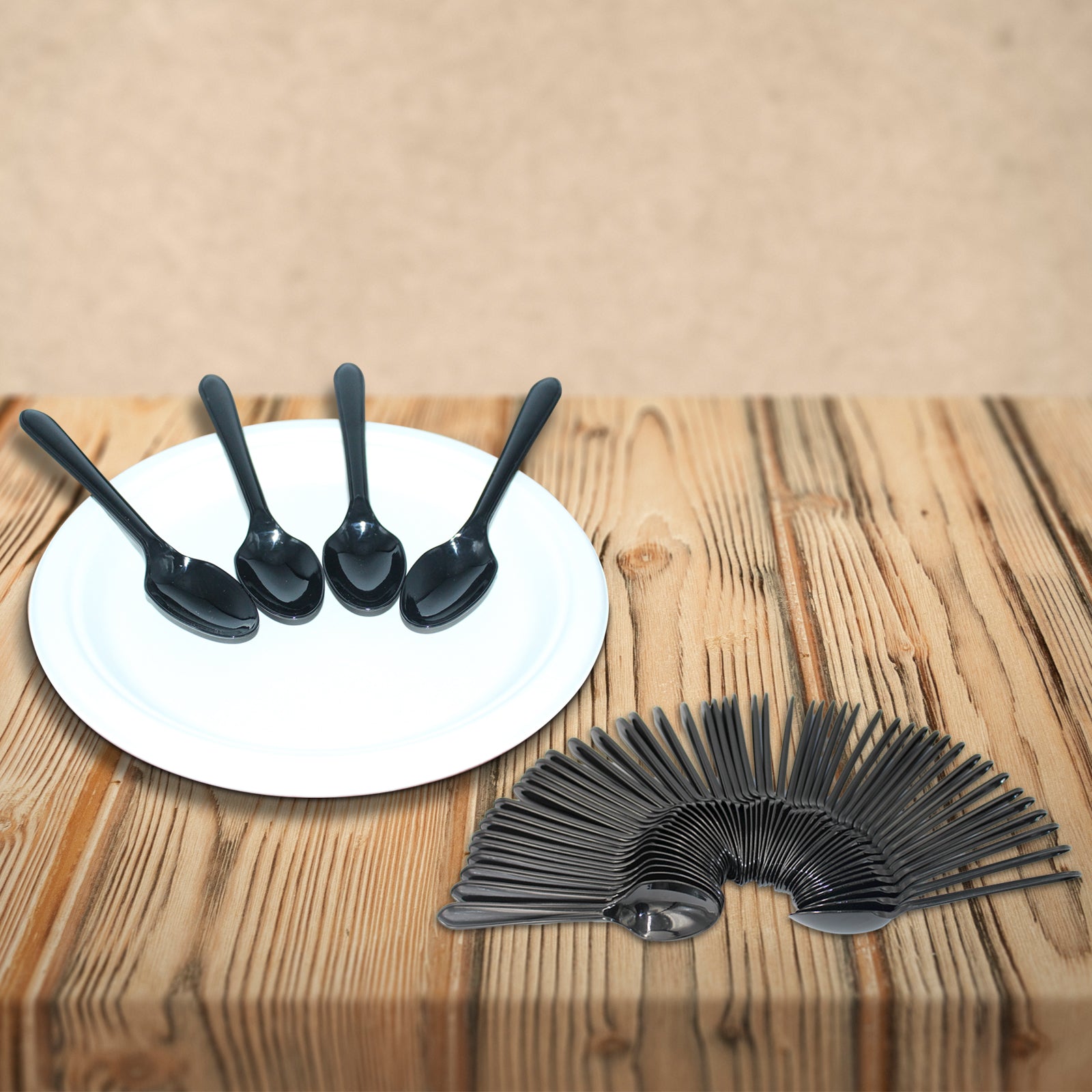 Black Heavy Duty Plastic Dessert Spoon – Sunrise Packaging