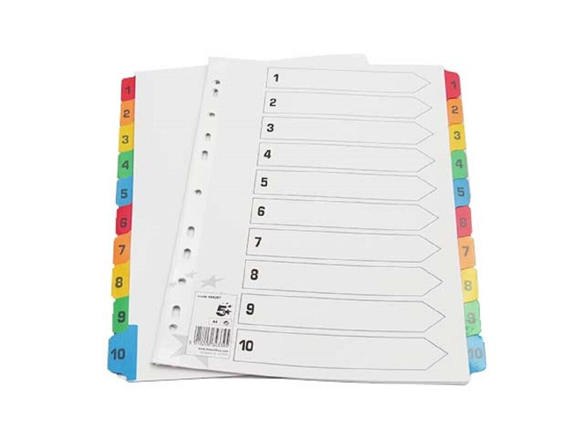 A4 File Dividers 1-10 – Sunrise Packaging